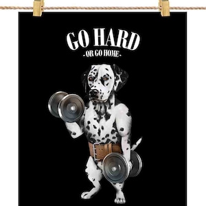 Dalmatian Dog Muscle Training Weightlifting With Dumbbell - Poster ...