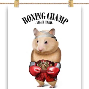 Hamster as Boxing Champion Boxer Fighter MMA - Poster Print, Wall Art ...