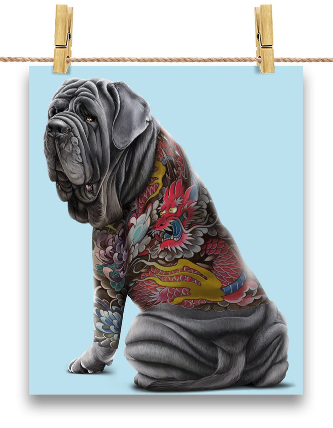 Neapolitan Mastiff Dog With Traditional Japanese Dragon Tattoo Irezumi ...