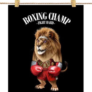 Boxing Champion Lion Fighter - Poster Print, Wall Art, Home Decor, and ...