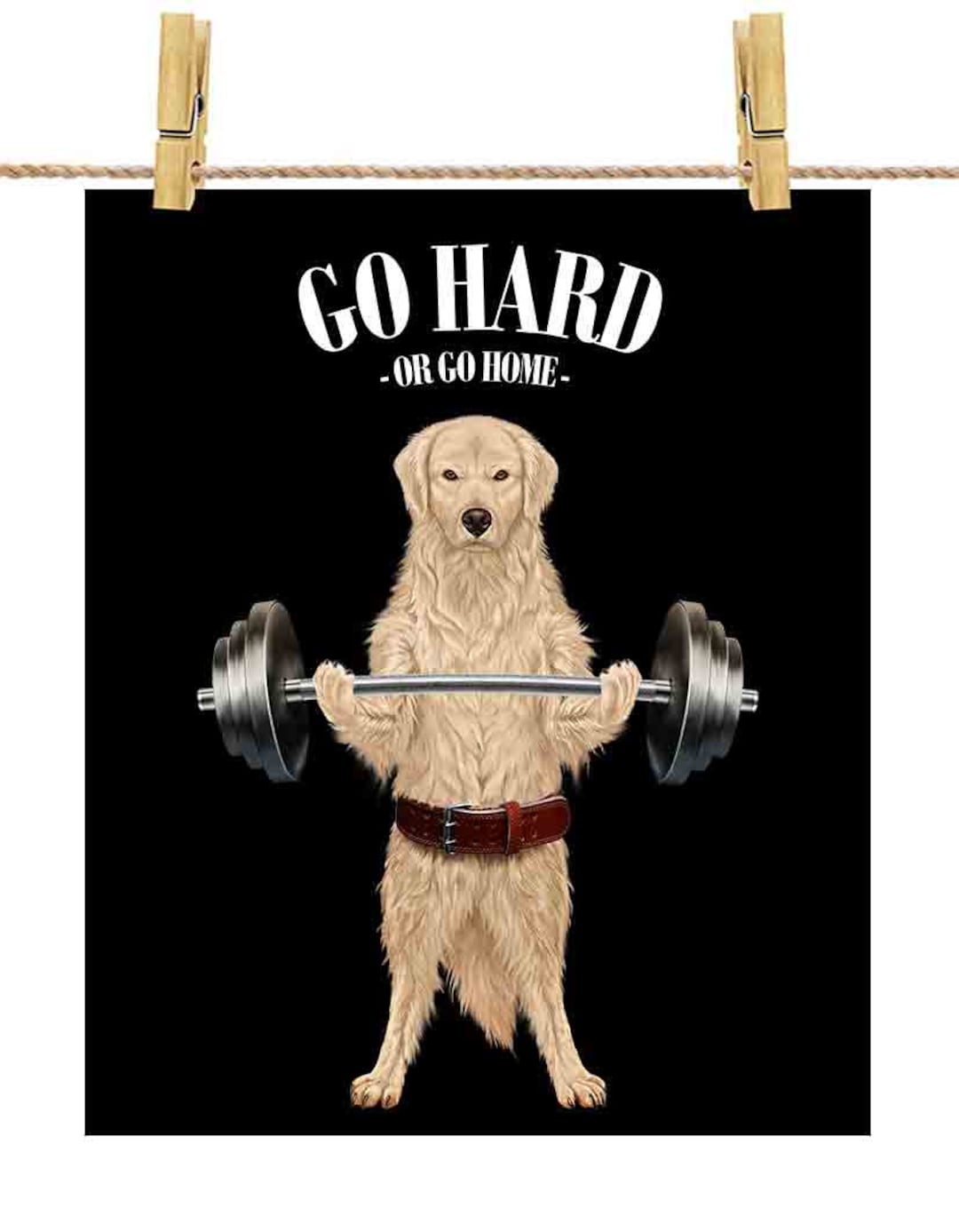 Golden Retriever Dog Weightlifting in Fitness Gym - Poster Print, Wall ...