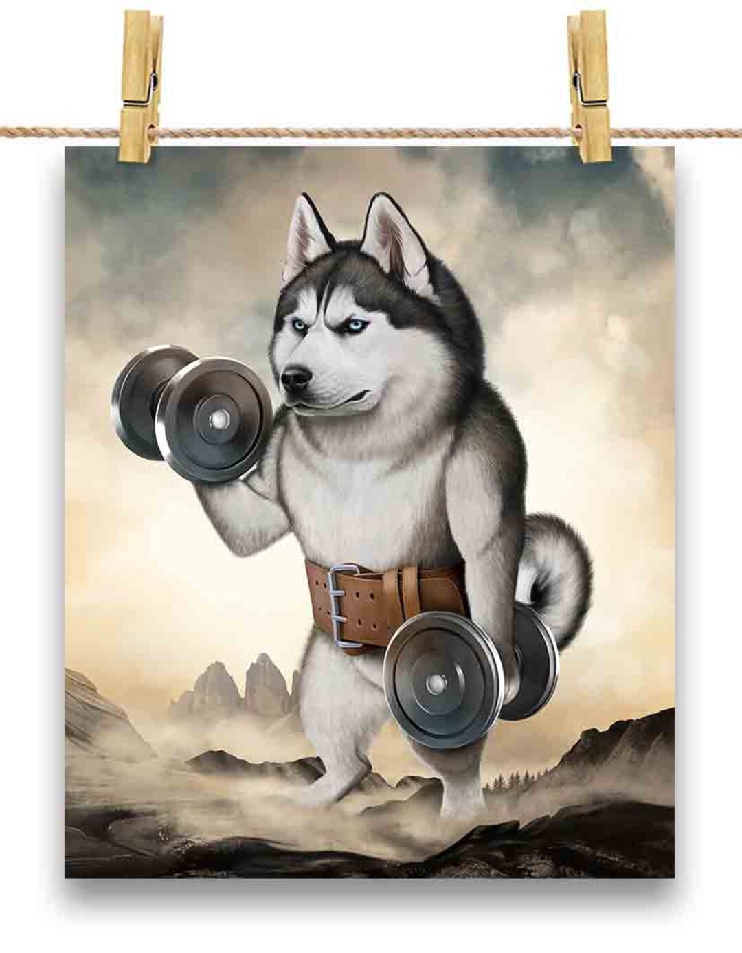 Monster Siberian Husky Dog Carrying Dumbbell Exercise Fitness Gym ...
