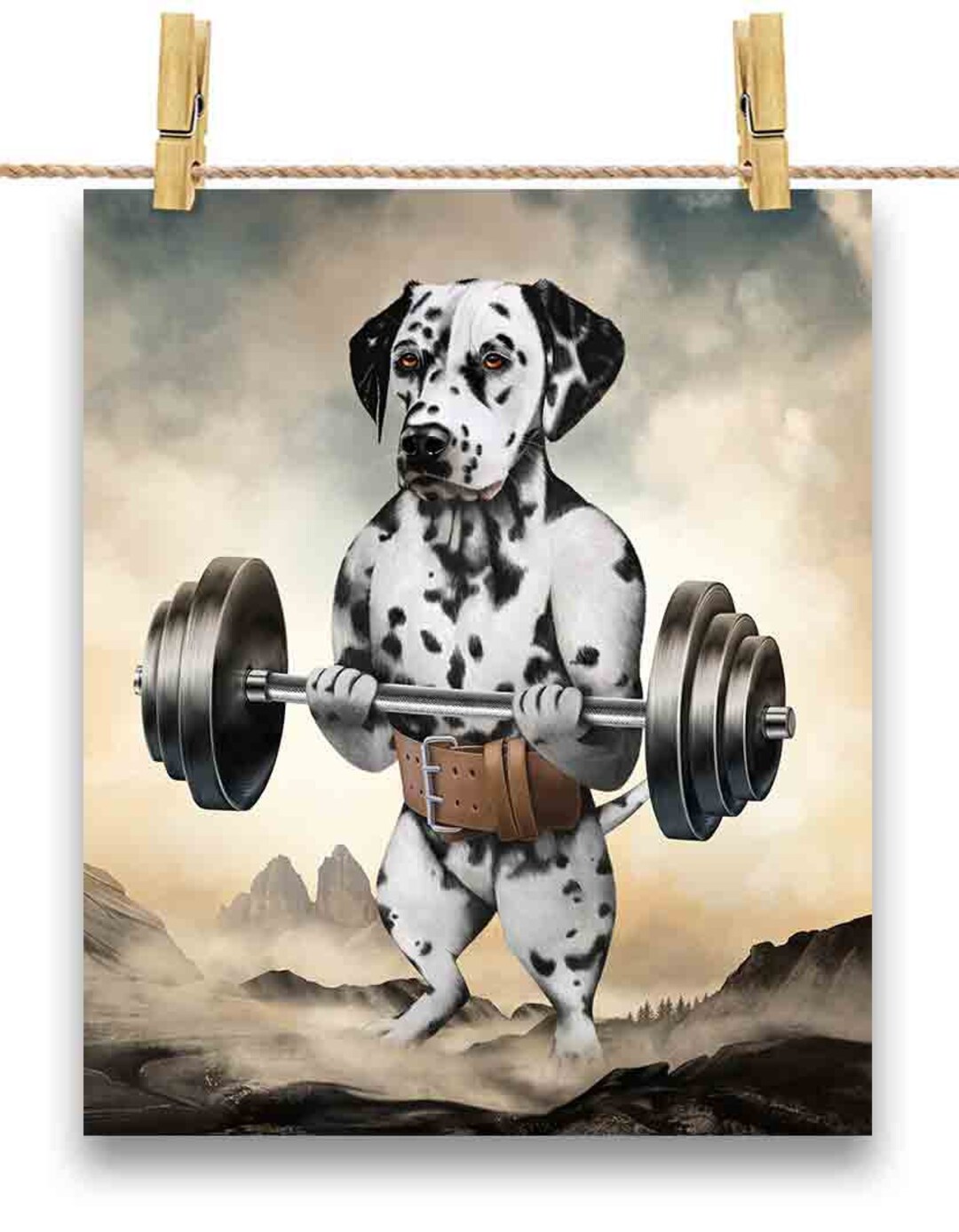 Dalmatian Dog Muscle Training Weightlifting - Poster Print, Wall Art ...