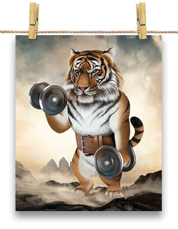 Monster Tiger Carrying Dumbbell Exercise Fitness Gym Custom | Etsy