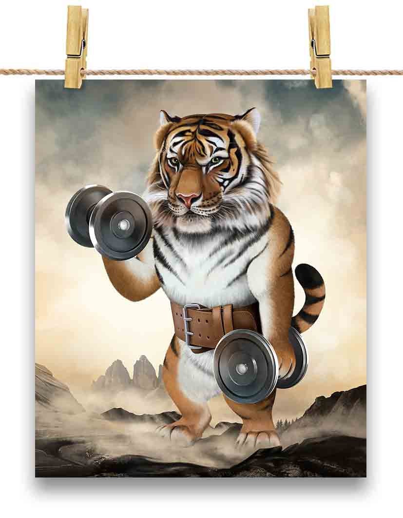 Monster Tiger Carrying Dumbbell Exercise Fitness Gym Custom - Etsy
