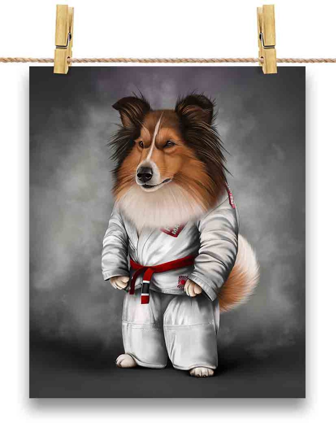 Sheltie Dog Martial Artist in White Judogi: Judo & Karate - Poster ...