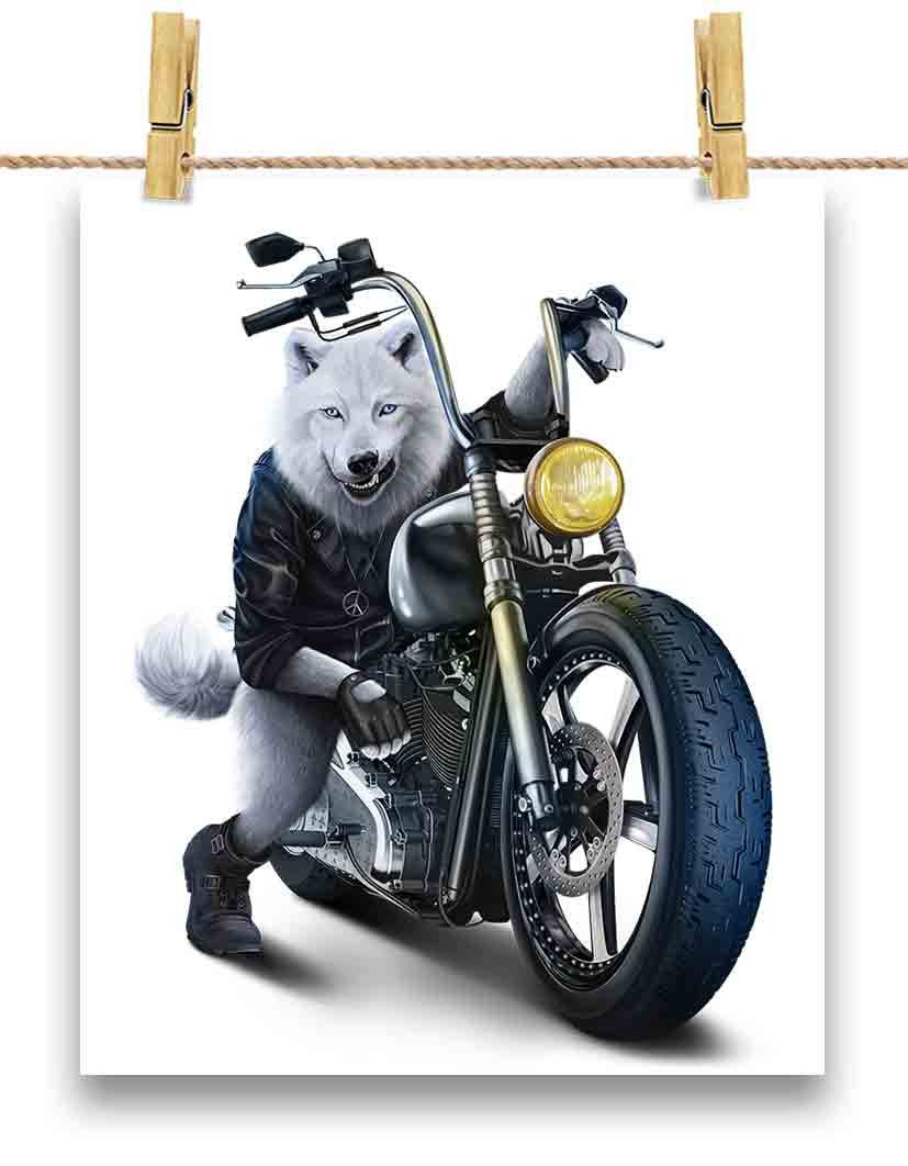 Wolf Riding Chopper Motorcycle in Full Moon Custom Poster | Etsy
