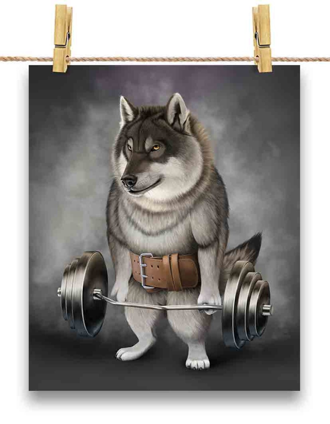 Wolf Muscle Training With Barbell Shrug Bar Fitness Gym - Poster Print ...