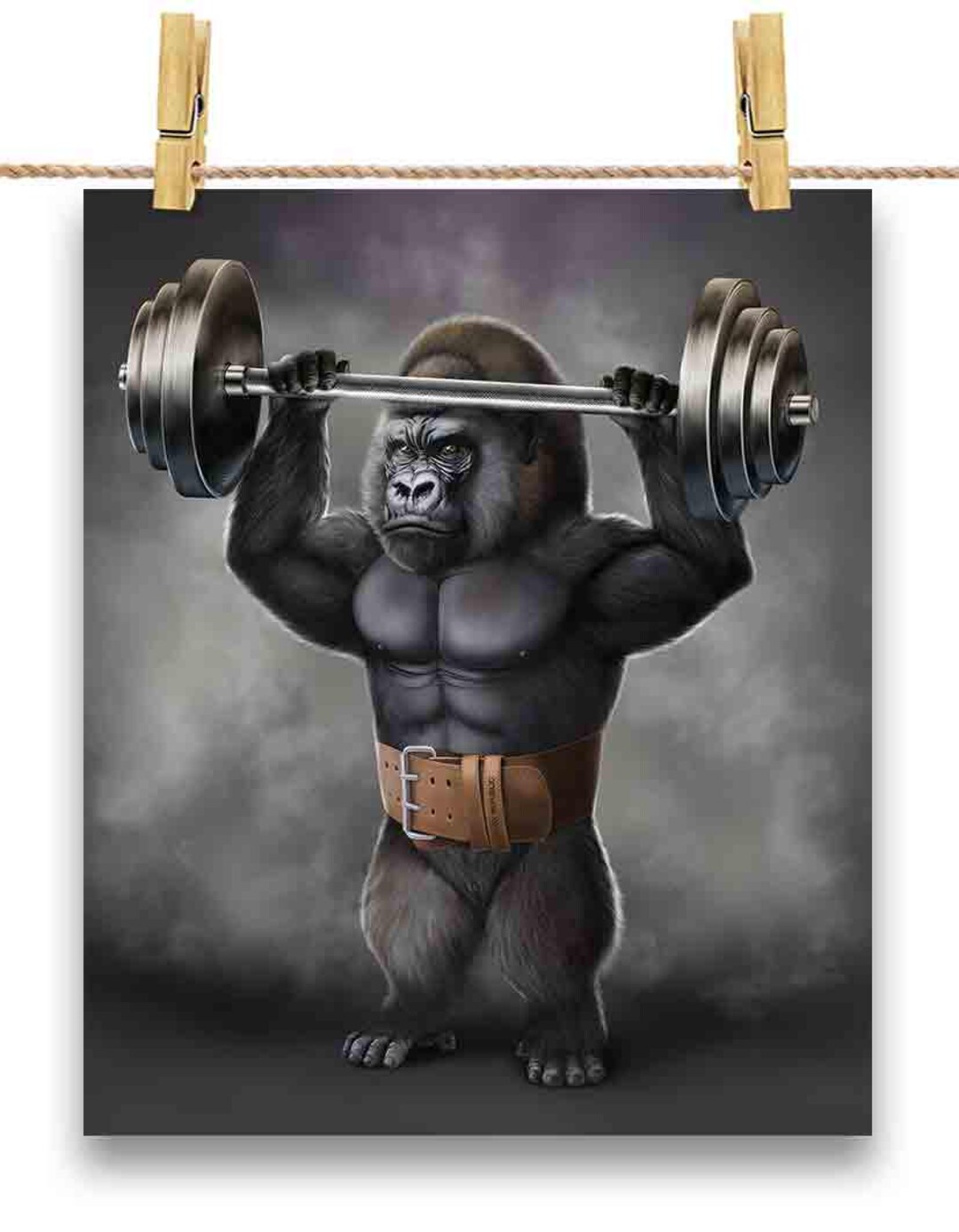 Gorilla Barbell Overhead Press Workout at Gym - Poster Print, Wall Art ...