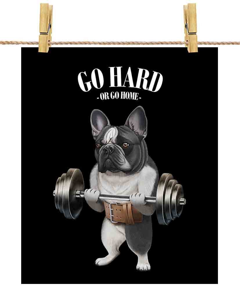 Monster French Bull Dog Weightlifting Exercise Fitness Gym - Poster ...