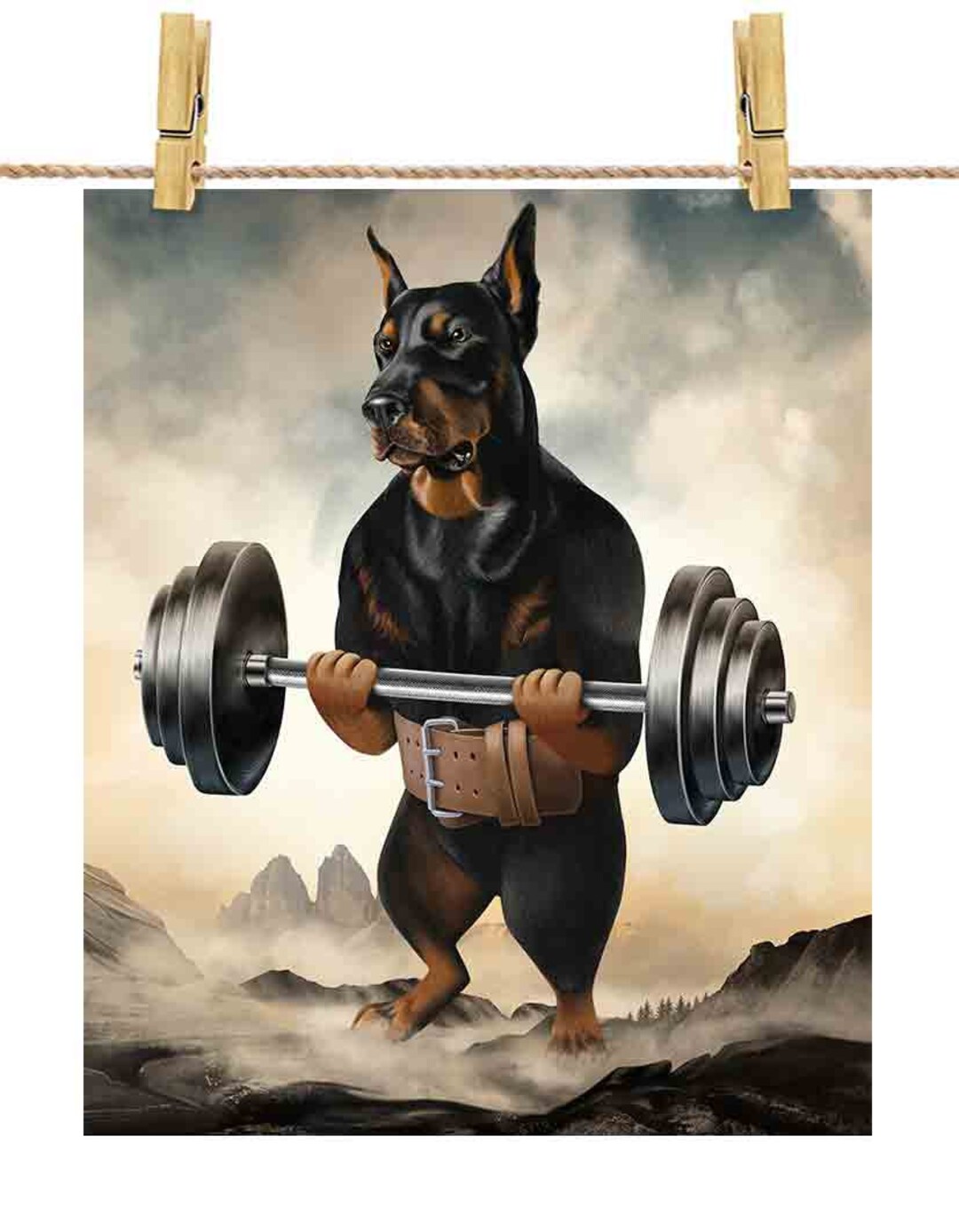 Monster Doberman Pinscher Dog Weightlifting Exercise Fitness Gym ...