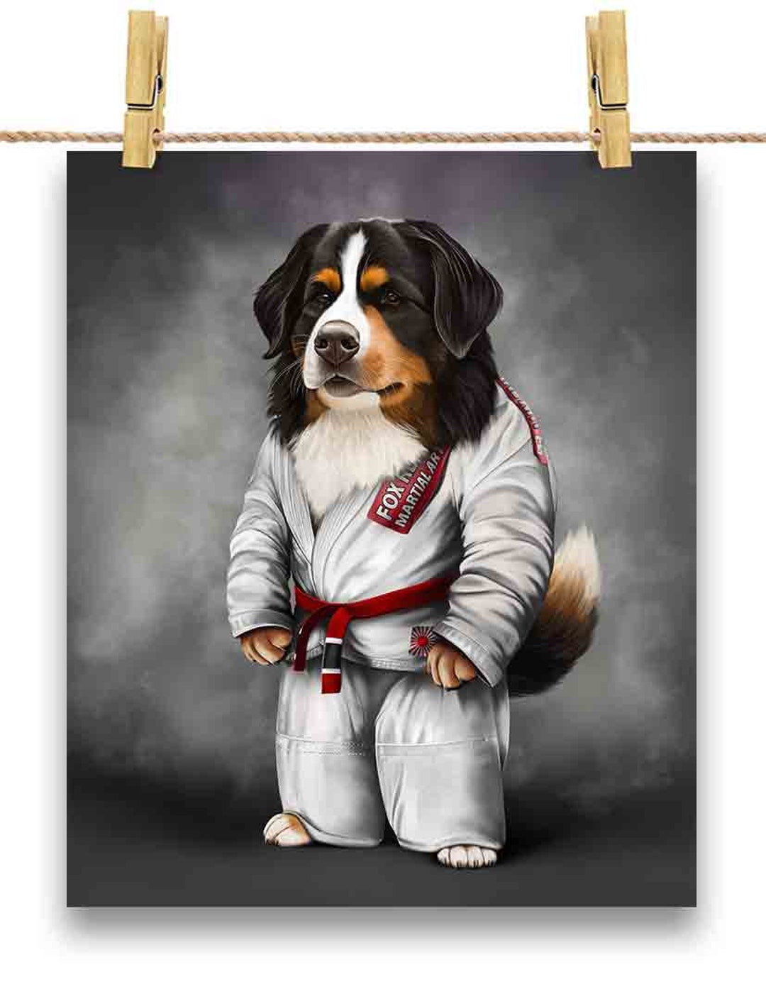 Bernese Mountain Dog Martial Artist in White Judogi: Judo & Karate ...