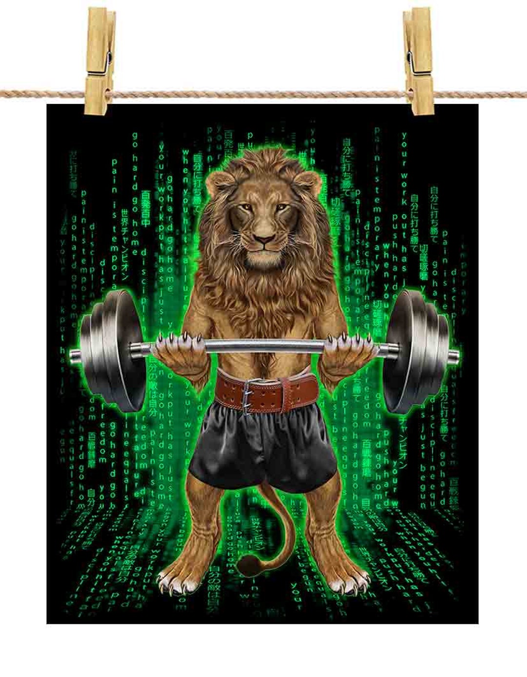 Lion Weightlifting in Cyber Fitness Gym - Poster Print, Wall Art, Home ...