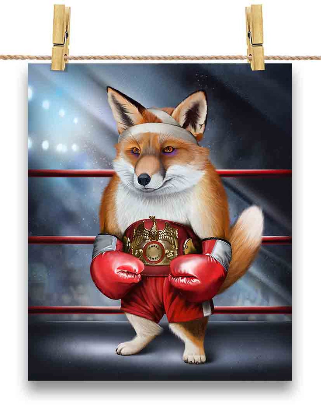 Boxing Champion Foxes Fighter - Poster Print, Wall Art, Home Decor, and ...