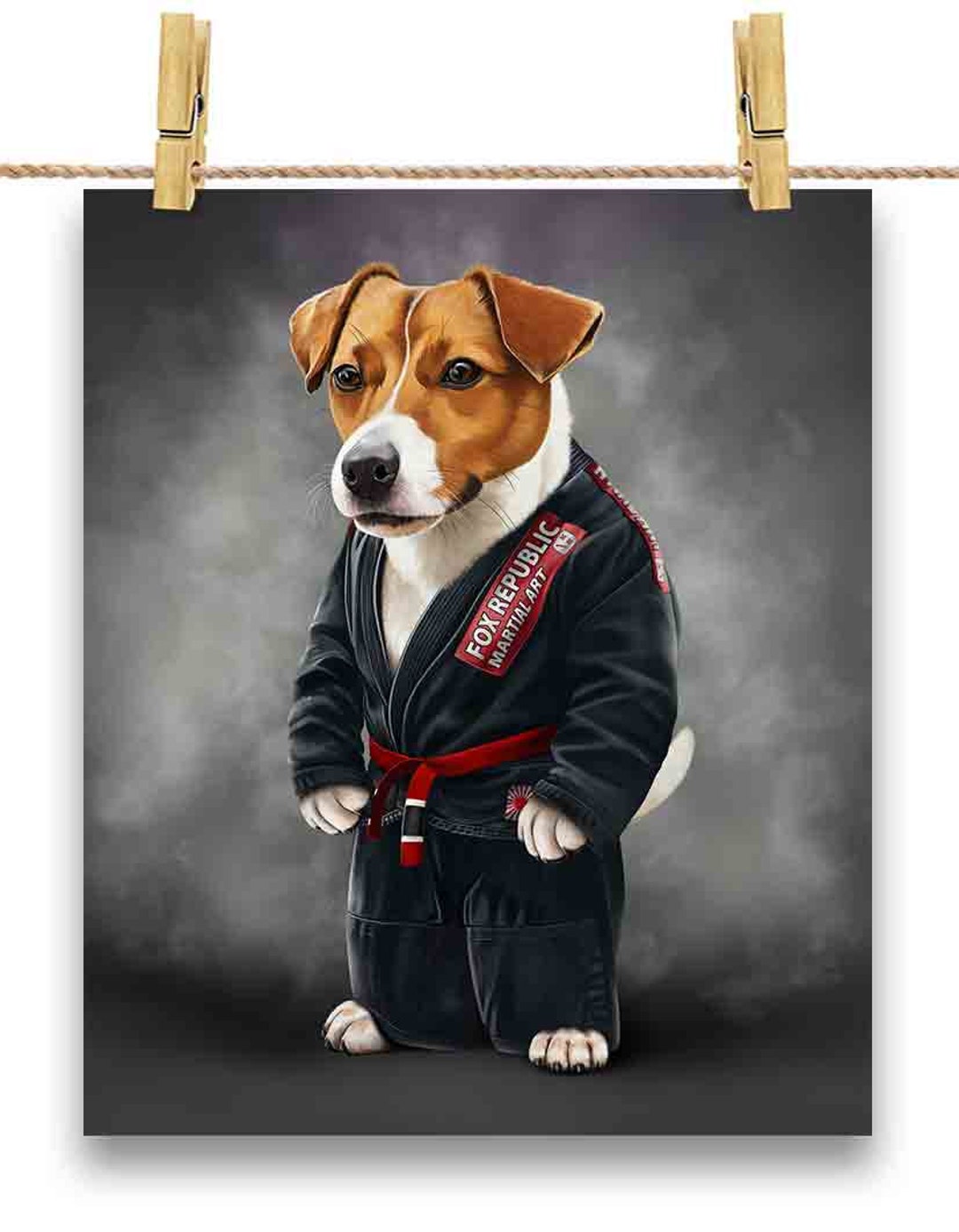 Jack Russell Terrier Dog Martial Artist in Black Judogi: Judo & Karate ...