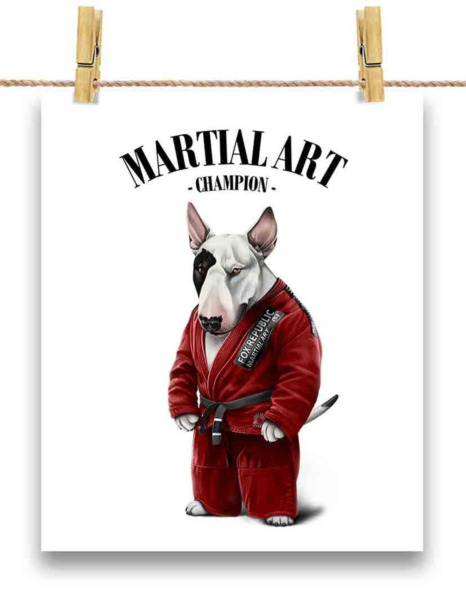 Bull Terrier Dog Martial Artist in Red Judogi: Judo & Karate - Etsy
