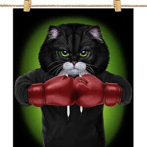 Fluffy Cat as Boxing Champion in Boxer Gloves - Poster Print, Wall Art ...