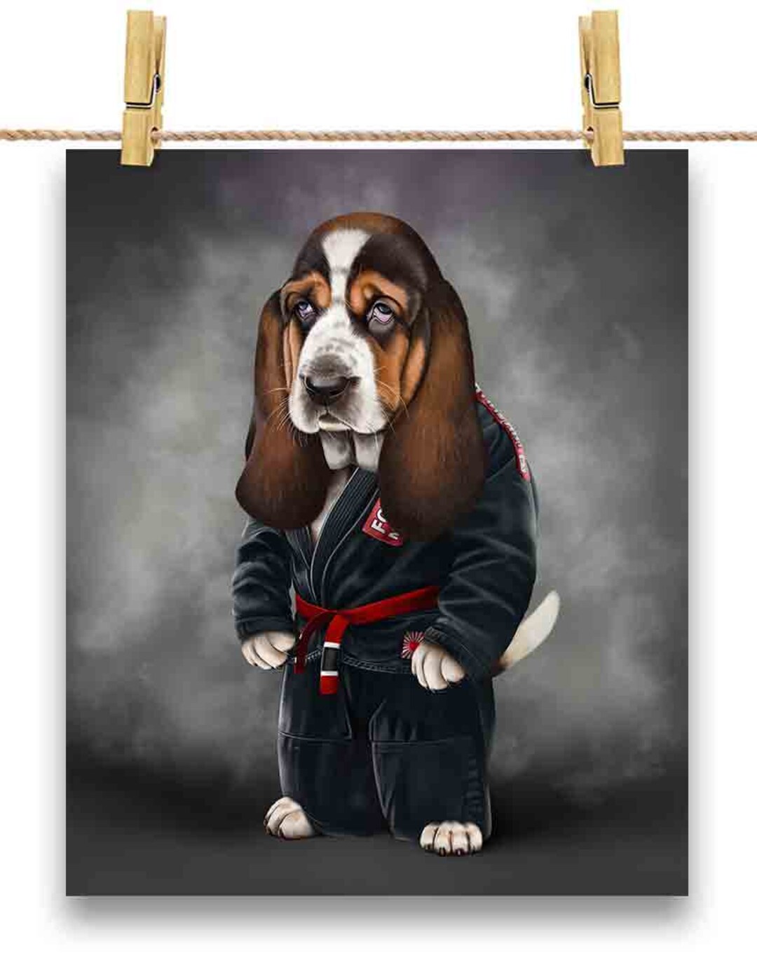 Basset Hound Dog Martial Artist in Black Judogi: Judo & Karate - Poster ...