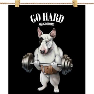 Bull Terrier Dog Muscle Training Weightlifting - Poster Print, Wall Art ...