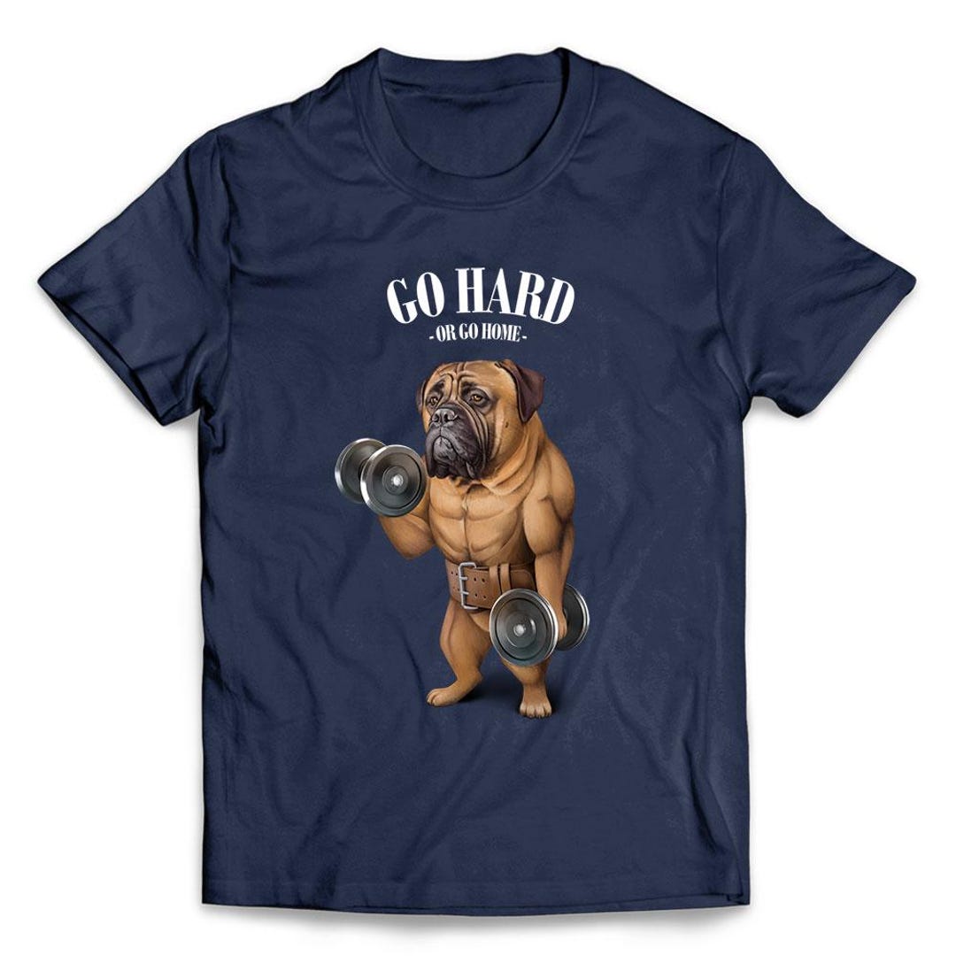 Bullmastiff Dog Muscle Training With Dumbbell in Fitness - Short-sleeve ...