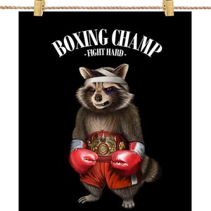 Raccoon as Boxing Champion Boxer Fighter MMA - Poster Print, Wall Art ...