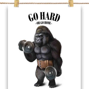 Gorilla Carrying Dumbbell in Fitness Gym - Poster Print, Wall Art, Home ...