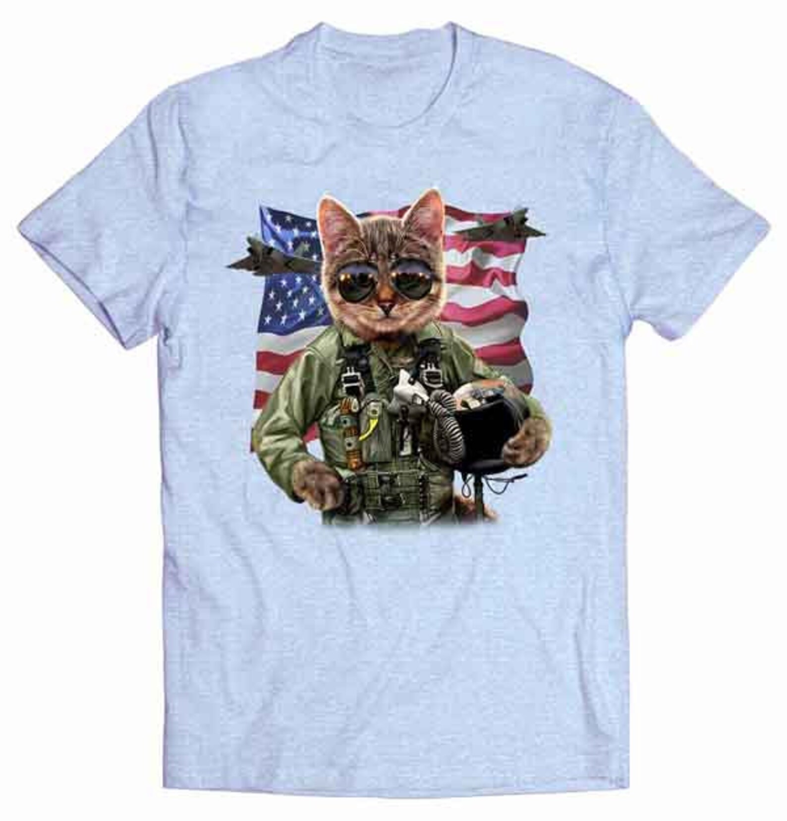 Fighter Pilot Cat in US Air Force with Flag of USA Flaps | Etsy