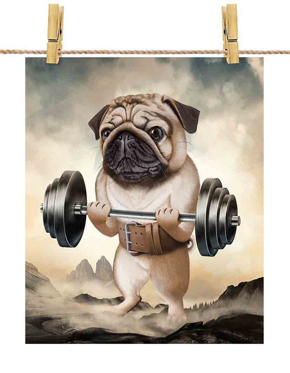 Monster Pug Dog Weightlifting Exercise Fitness Gym Workout | Etsy
