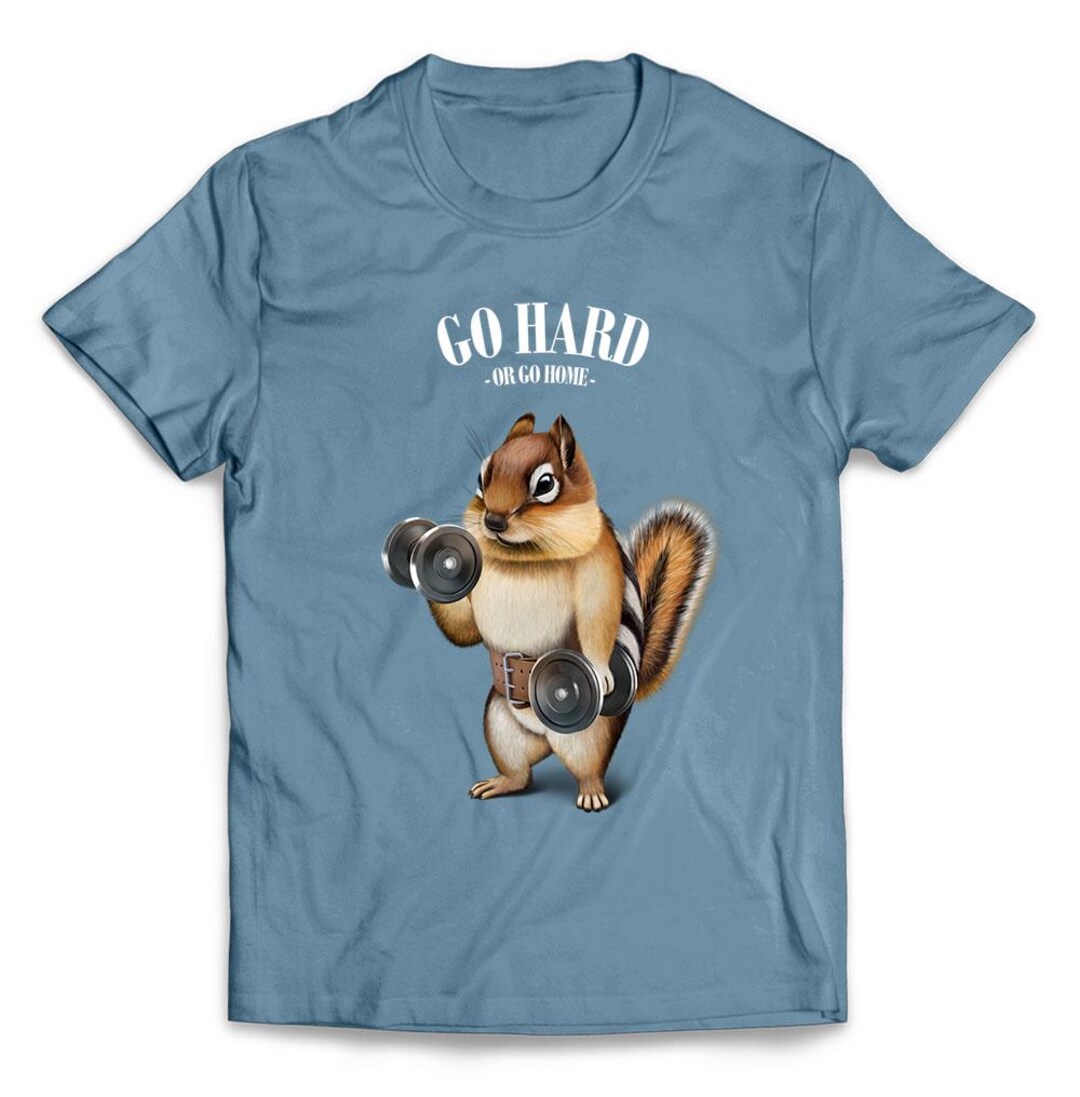 Squirrel Chipmunk Weightlifting Workout With Dumbbell in Fitness Gym - Short-sleeve Unisex T ...