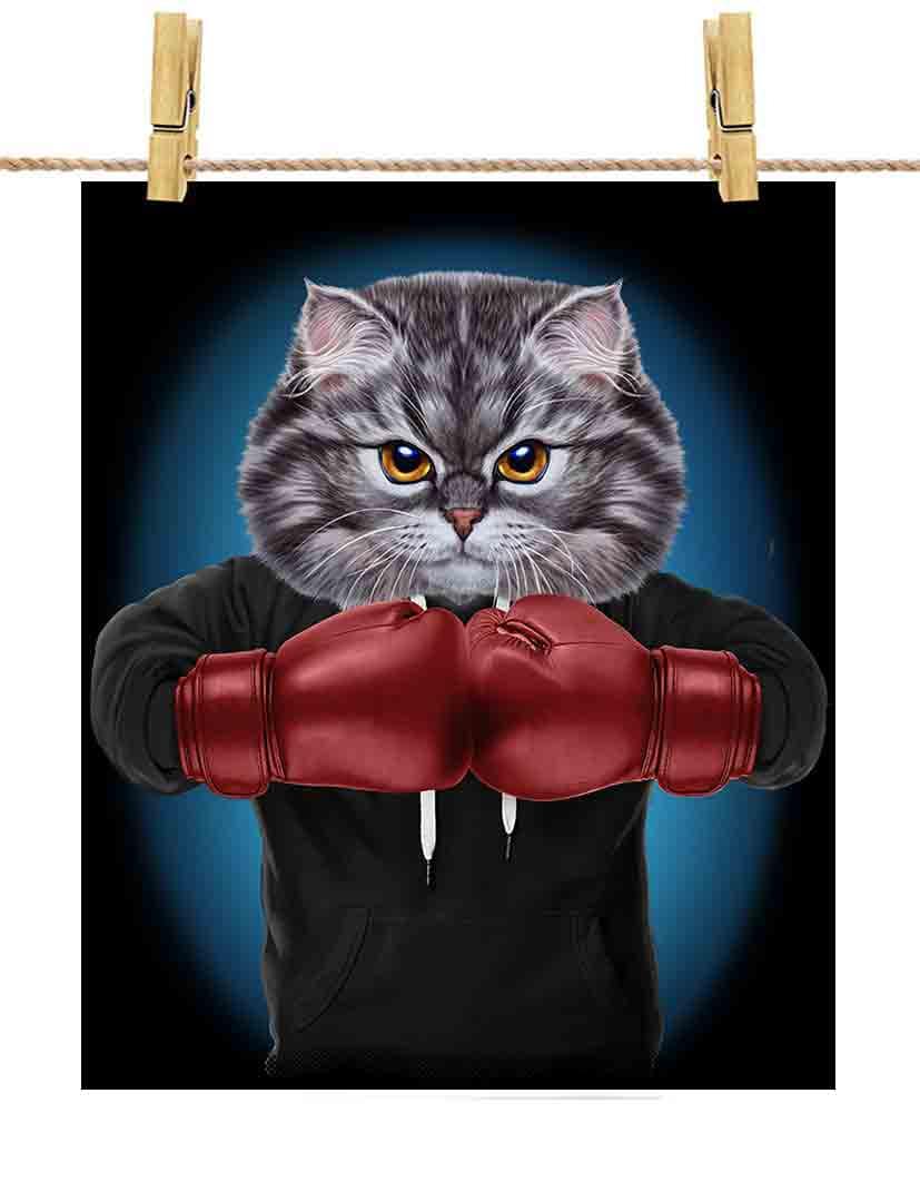 Fluffy Cat as Boxing Champion in Boxer Gloves Custom Poster | Etsy