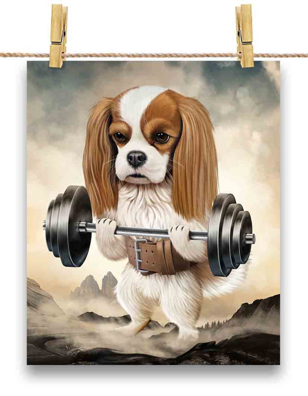 Spaniel Dog Muscle Training Weightlifting - Poster Print, Wall Art ...