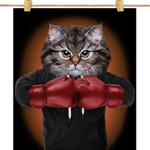 Fluffy Cat as Boxing Champion in Boxer Gloves - Poster Print, Wall Art ...