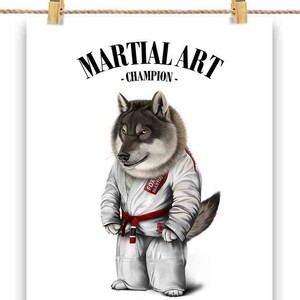 Wolf Martial Artist in White Judogi: Judo & Karate - Poster Print, Wall ...