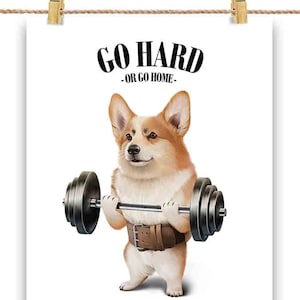 Pembroke Welsh Corgi Dog Muscle Training Weightlifting - Poster Print ...