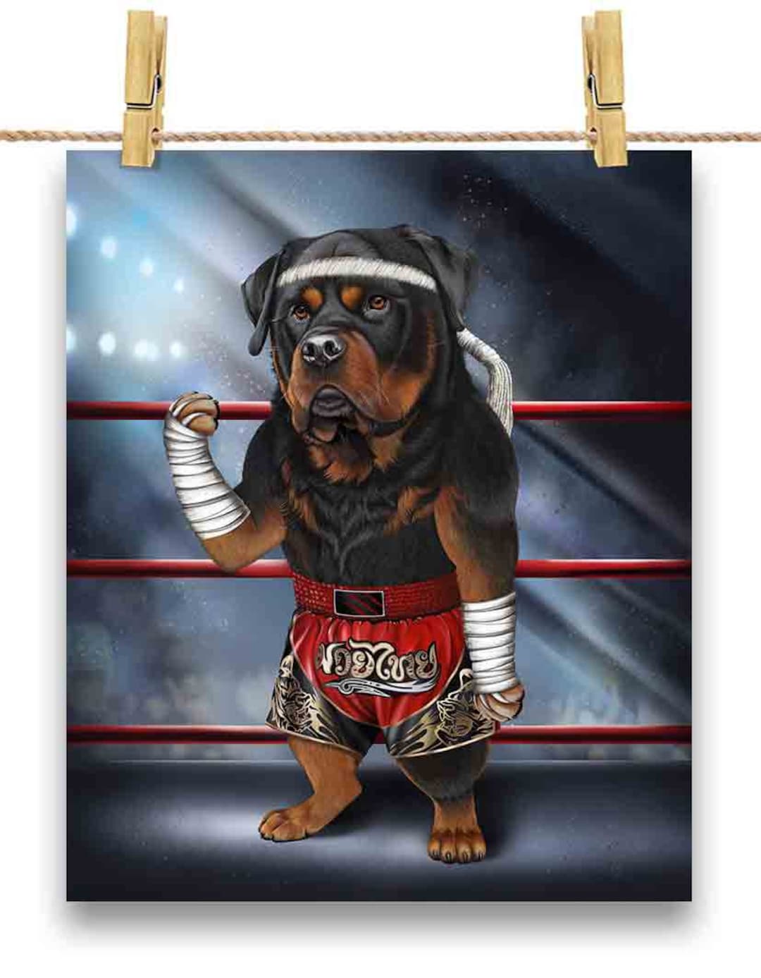Rottweiler Dog as Muay Thai Boxing Champion Boxer Fighter MMA - Poster ...