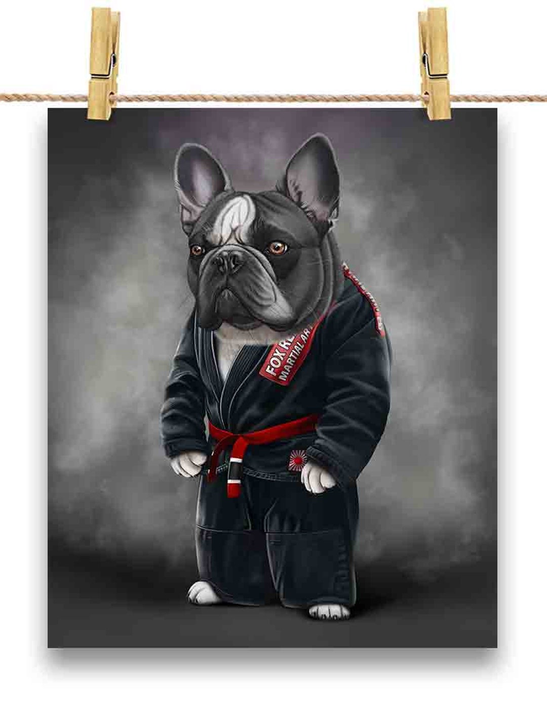 French Bull Dog Martial Artist in Black Judogi: Judo & Karate - Poster ...