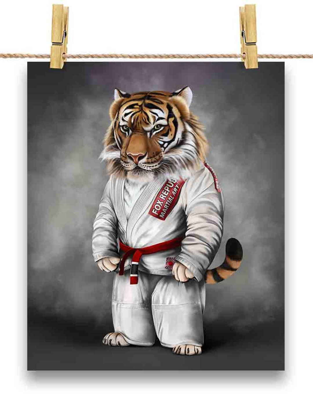 Tiger Martial Artist in White Judogi: Judo & Karate - Poster Print ...