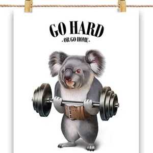 Koala Bear Muscle Training Weightlifting - Poster Print, Wall Art, Home ...