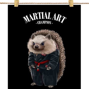 Hedgehog Martial Artist in Black Judogi: Judo & Karate - Poster Print ...