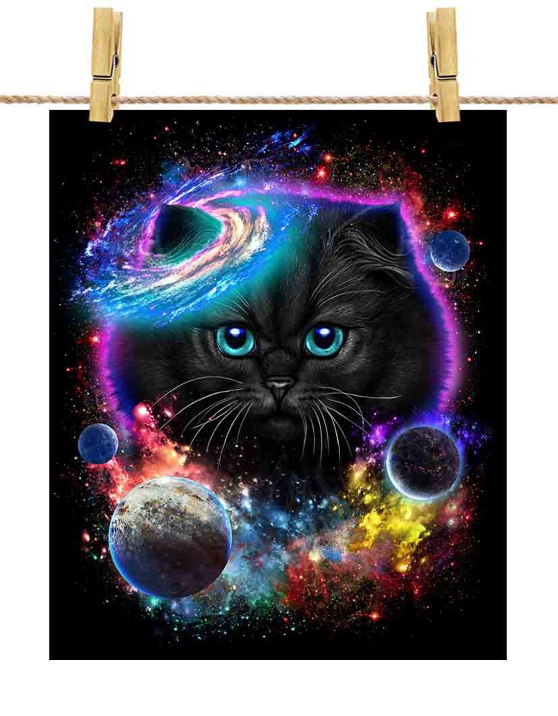Fluffy Cat Face Swirl in Planetary Galaxy Space and Cosmos | Etsy
