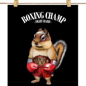 Boxing Champion Squirrel Chipmunk Fighter - Poster Print, Wall Art ...