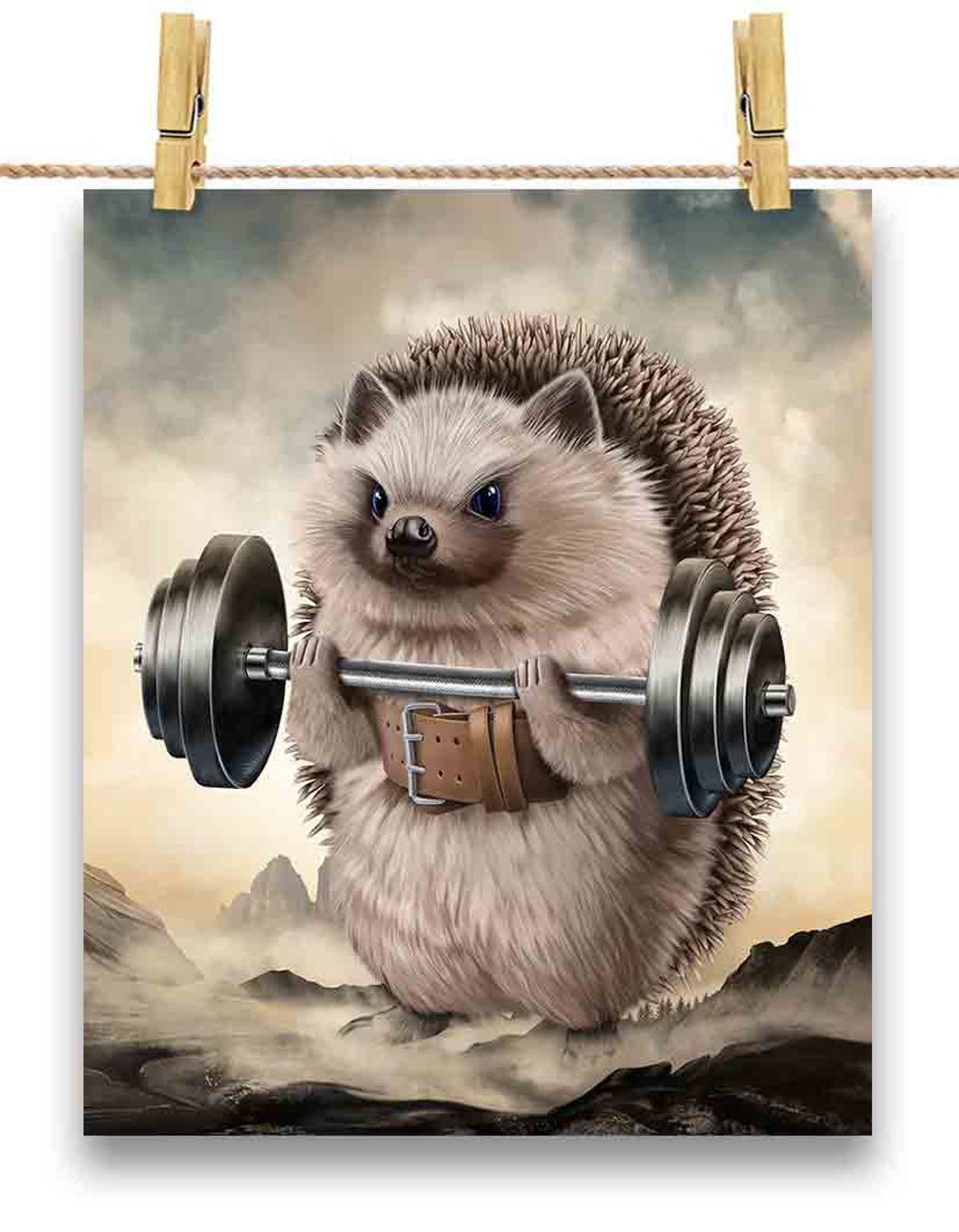 Hedgehog Muscle Training Weightlifting - Poster Print, Wall Art, Home ...