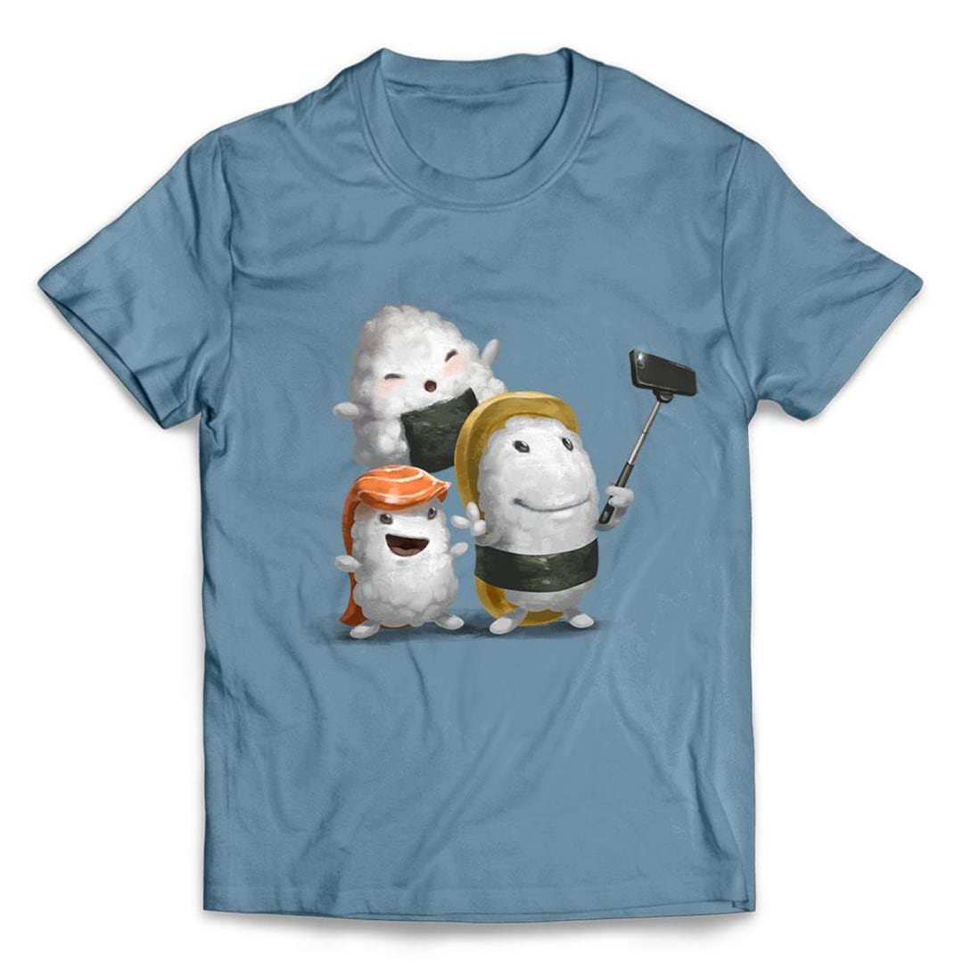 Nigiri Sushi and Onigiri Selfie Trio - Short-sleeve Unisex T-shirt, 20 ...