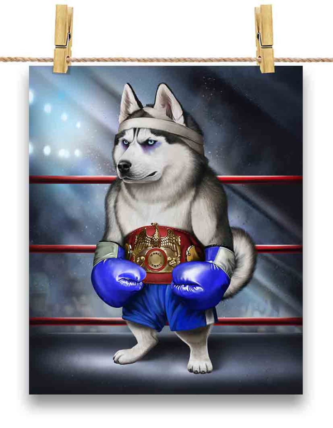 Siberian Husky Dog as Boxing Champion Boxer Fighter MMA - Poster Print ...