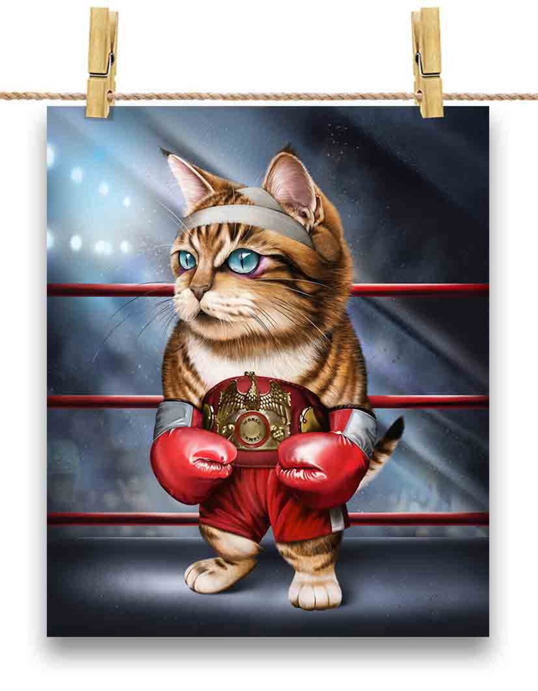 Boxing Champion Orange Tabby Cat Fighter - Poster Print, Wall Art, Home ...