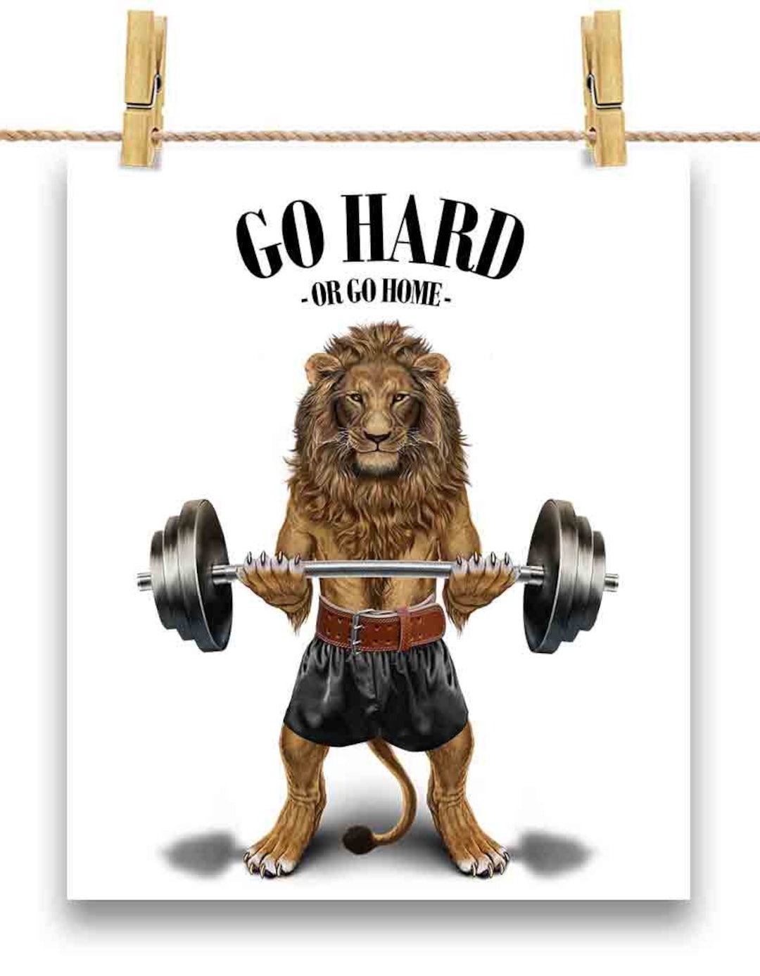 Lion Weightlifting in Fitness Gym - Poster Print, Wall Art, Home Decor ...