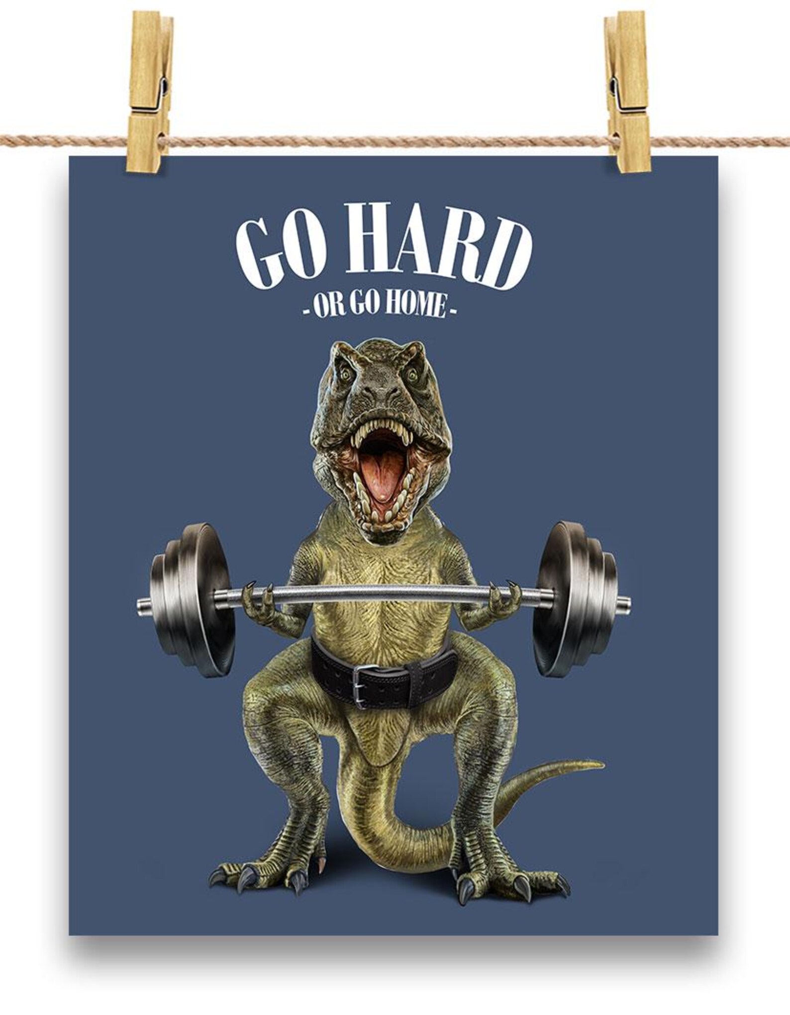 Tyrannosaurus Dinosaur Weightlifting in Fitness Gym - Poster Print ...