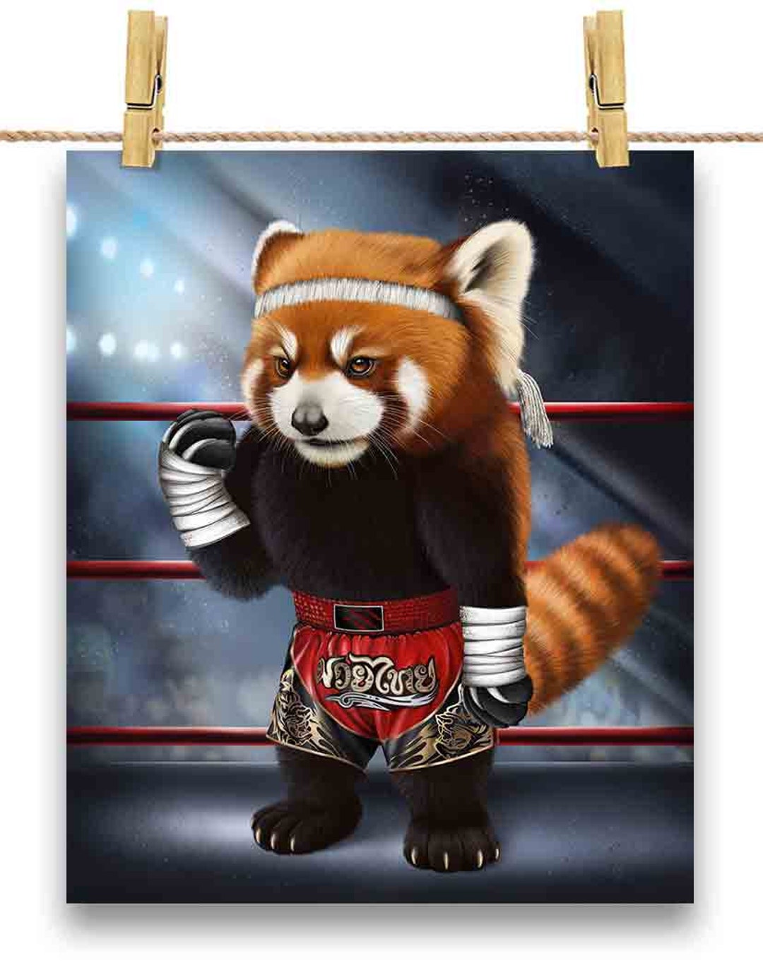 Red Panda as a Muay Thai Kickboxing Fighter - Poster Print, Wall Art ...