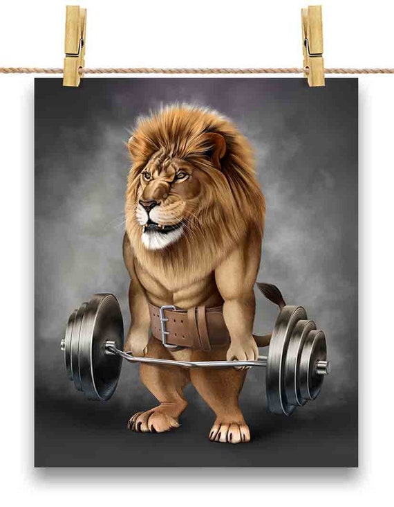 Lion Lifting Weights