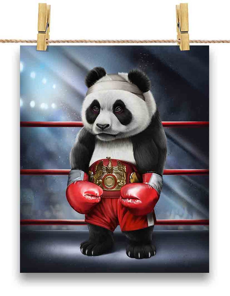 Boxing Champion Giant Panda Fighter - Poster Print, Wall Art, Home Decor, and Postcard ...